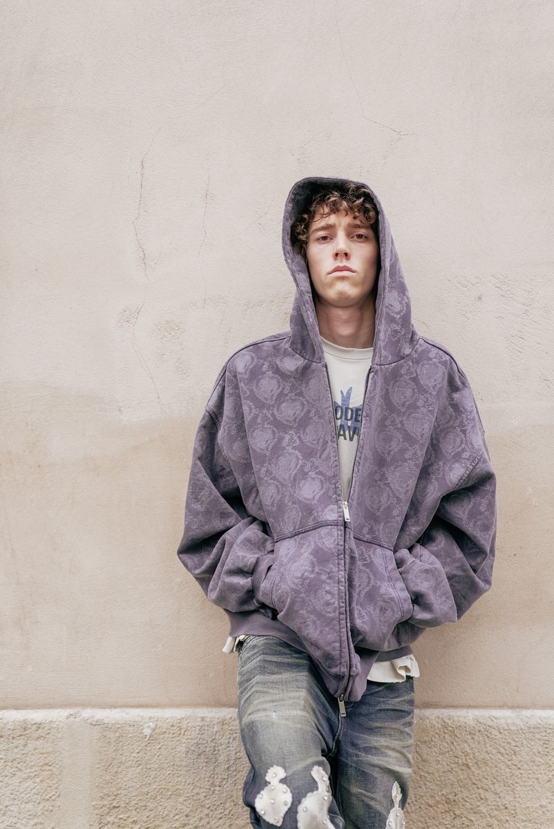 WHEN SMOKE CLEARS Monogram Zip Up Hoodie at Gravity NYC