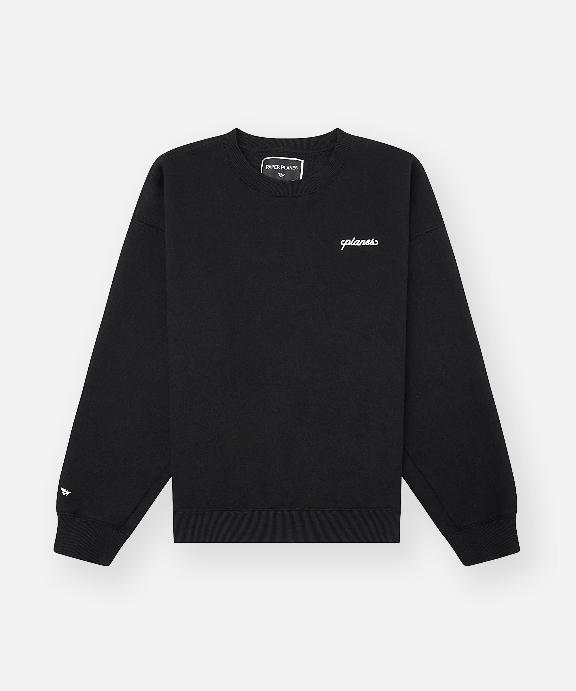 PAPER PLANES Oversized Script Weld Crewneck at Gravity NYC